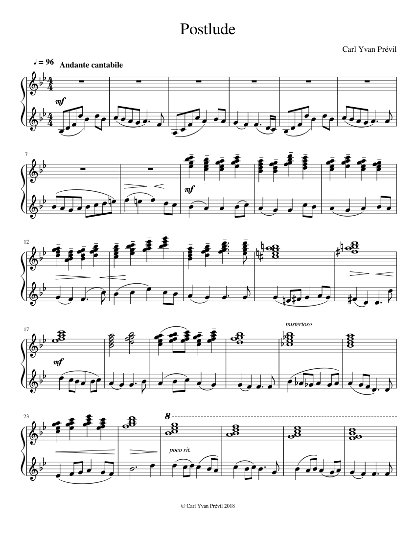 Postlude sheet music for Piano download free in PDF or MIDI