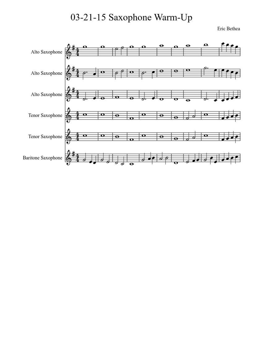 saxophone warm up Sheet music for Alto Saxophone, Tenor Saxophone ...