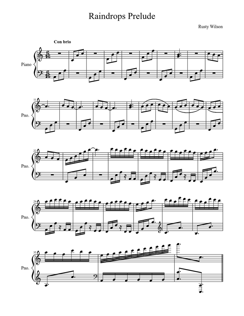 Raindrops prelude Sheet music | Download free in PDF or MIDI ...