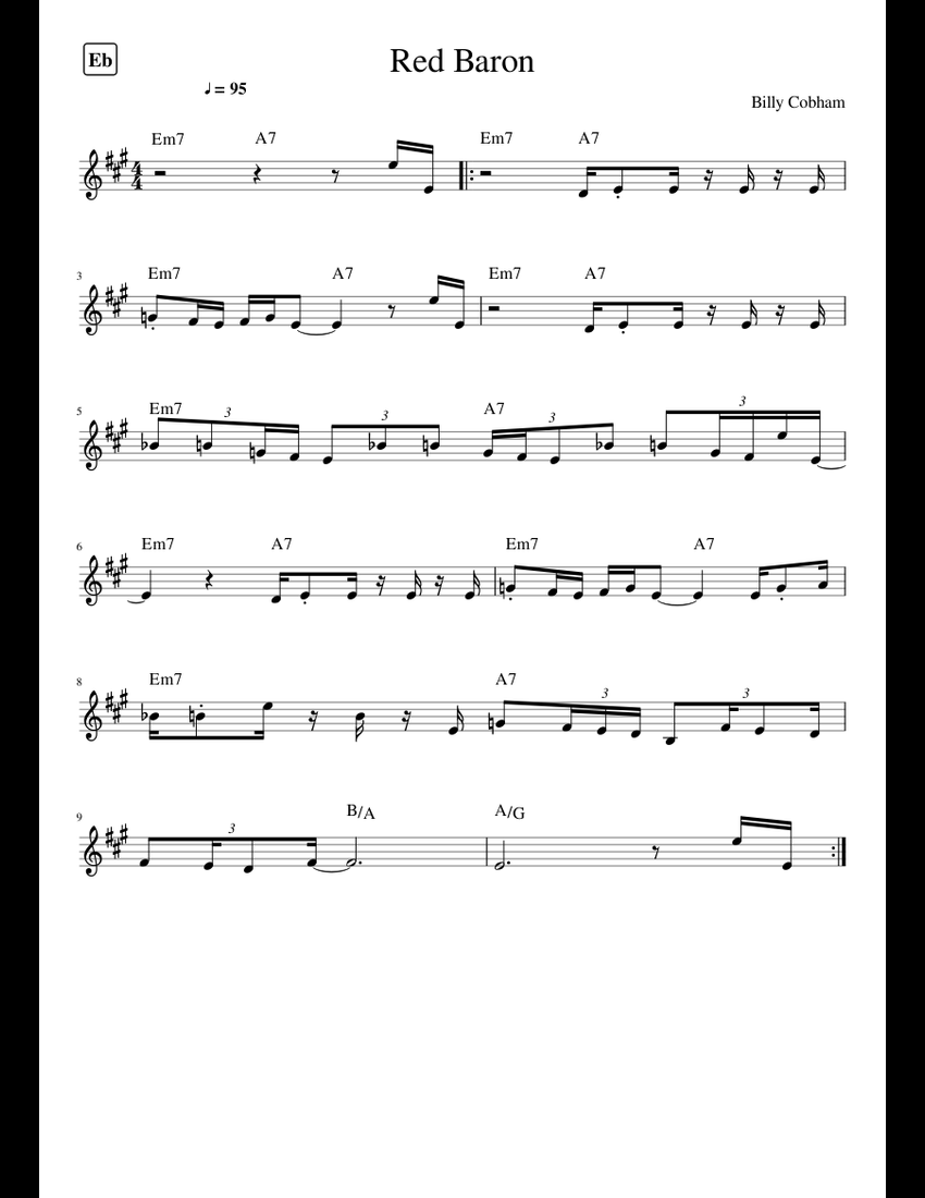 Red Baron Eb instruments sheet music for Piano download free in PDF or MIDI