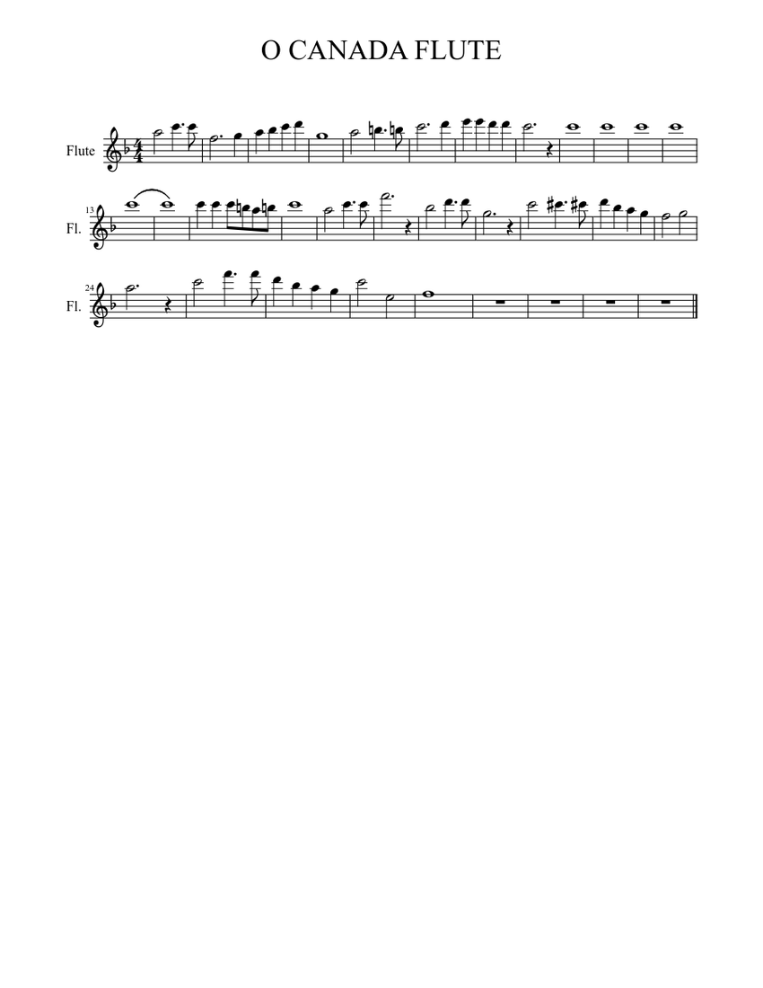 O CANADA FLUTE Sheet music for Flute (Solo) | Musescore.com