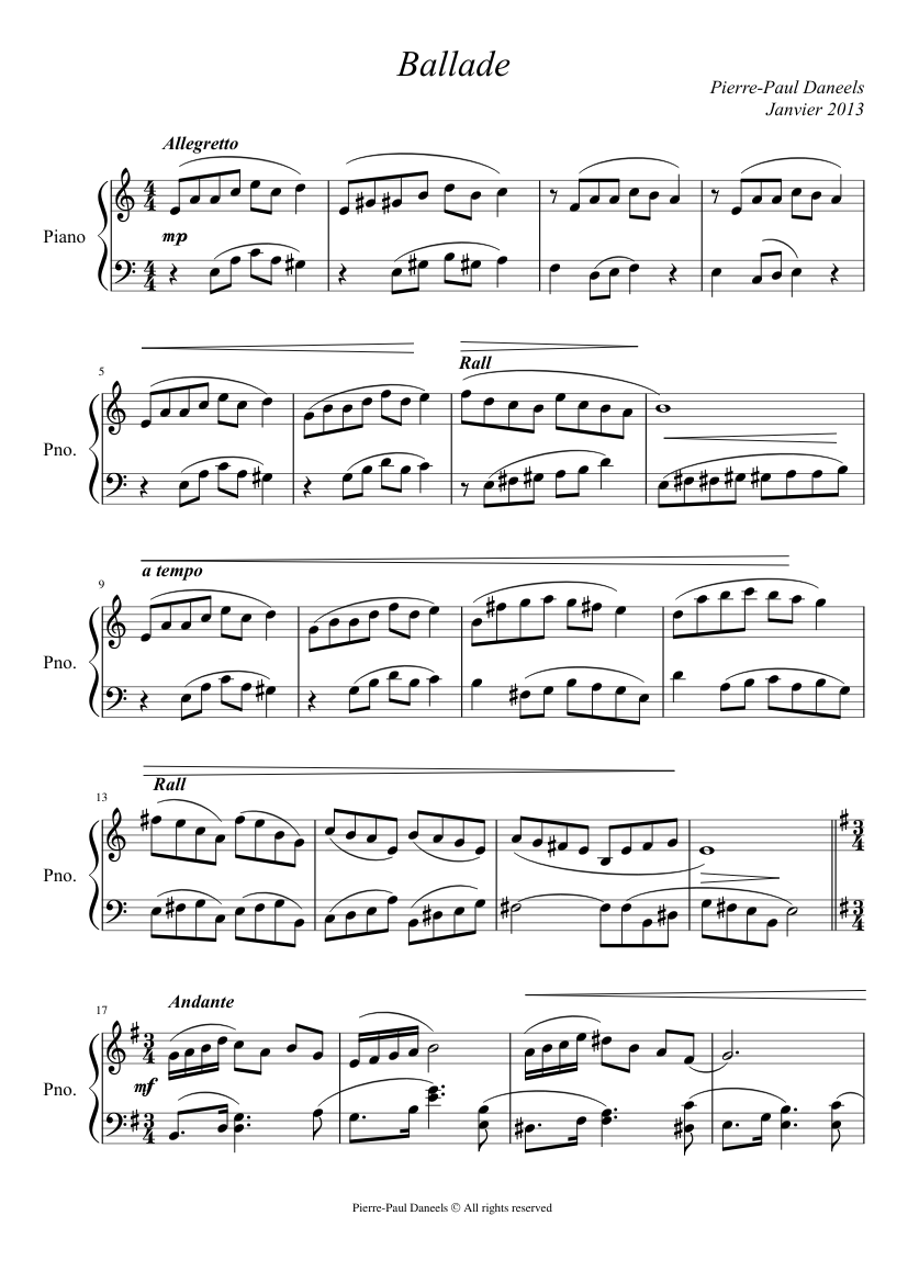 Ballad sheet music for Piano download free in PDF or MIDI