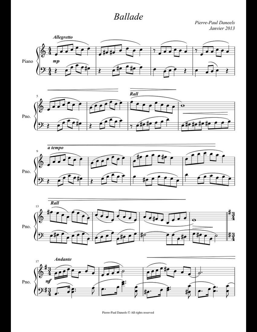 Ballad sheet music for Piano download free in PDF or MIDI