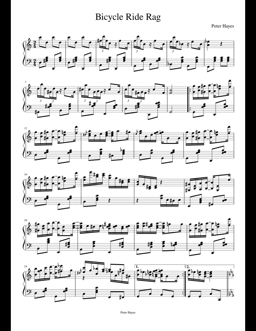 Bicycle Ride Rag sheet music for Piano download free in PDF or MIDI