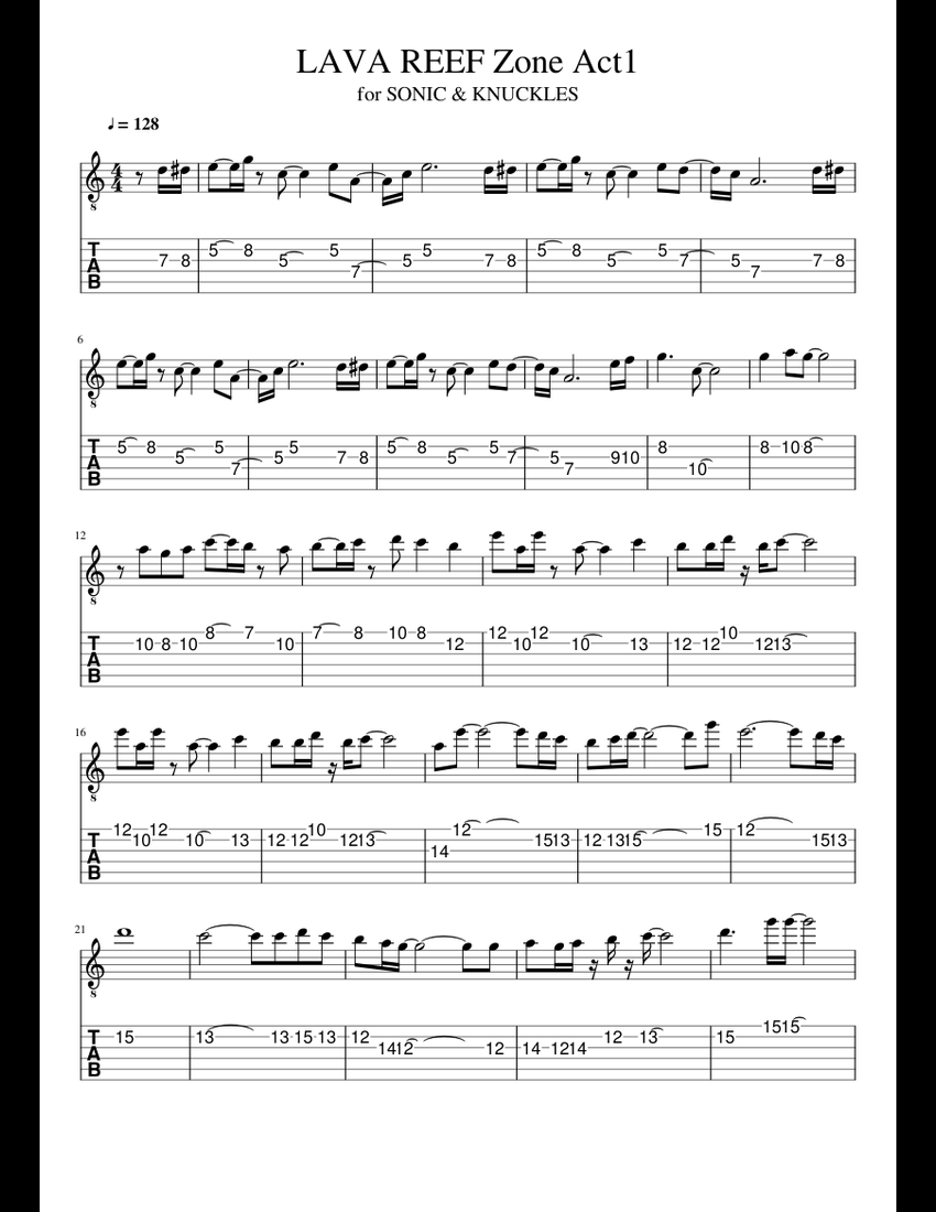 LAVA REEF Zone Act1 sheet music for Guitar download free in PDF or MIDI