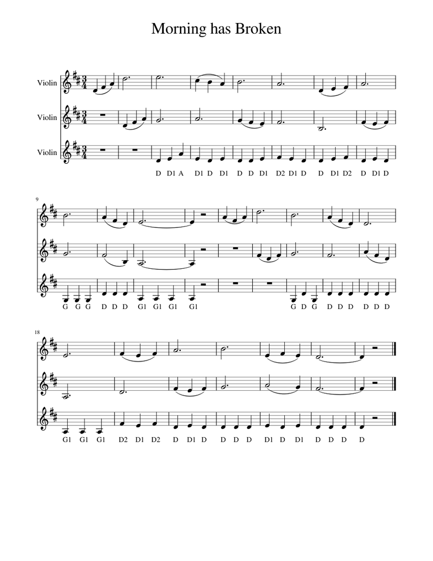 Morning has broken Sheet music for Violin | Download free in PDF or ...