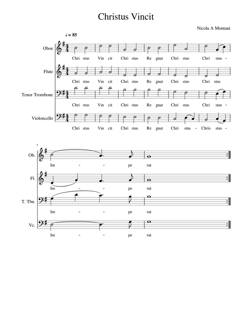 Christus Vincit Sheet music for Flute, Cello, Oboe, Trombone (Tenor ...