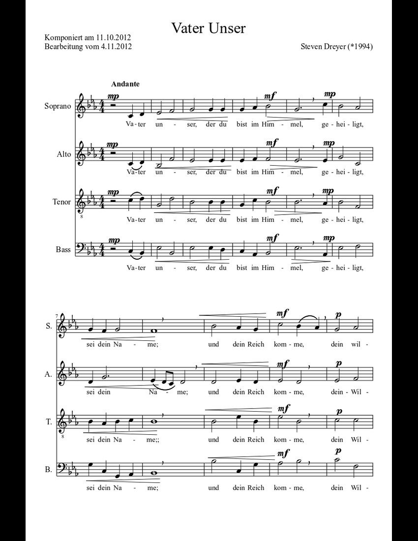 Vater unser sheet music download free in PDF or MIDI
