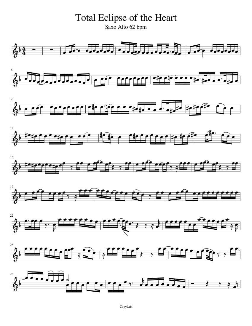 Total Eclipse of the Heart Sheet music for Strings | Download free in ...