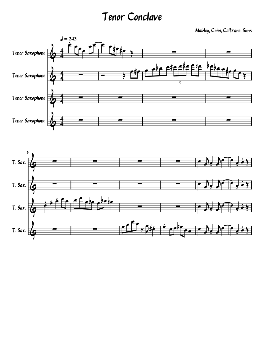 Tenor Conclave Sheet music for Saxophone (Tenor) (Saxophone Ensemble ...