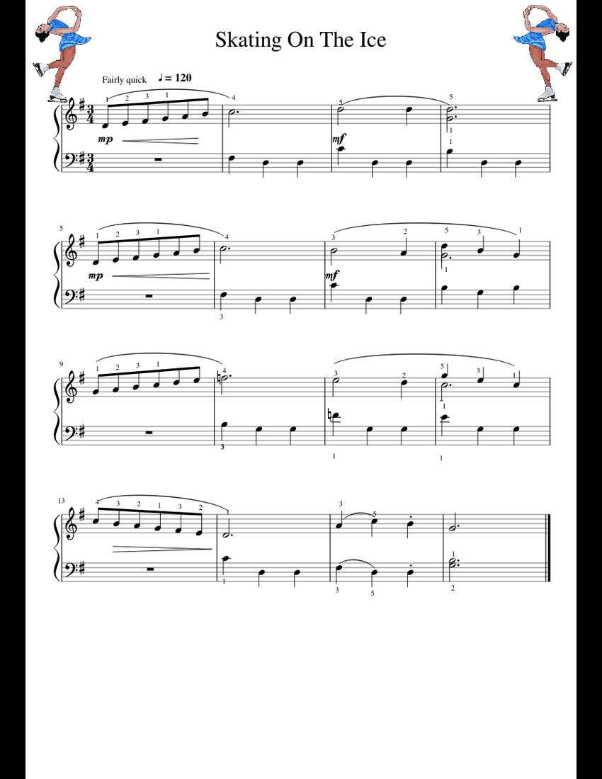 Skating On The Ice - (Beginners) sheet music for Piano download free in ...