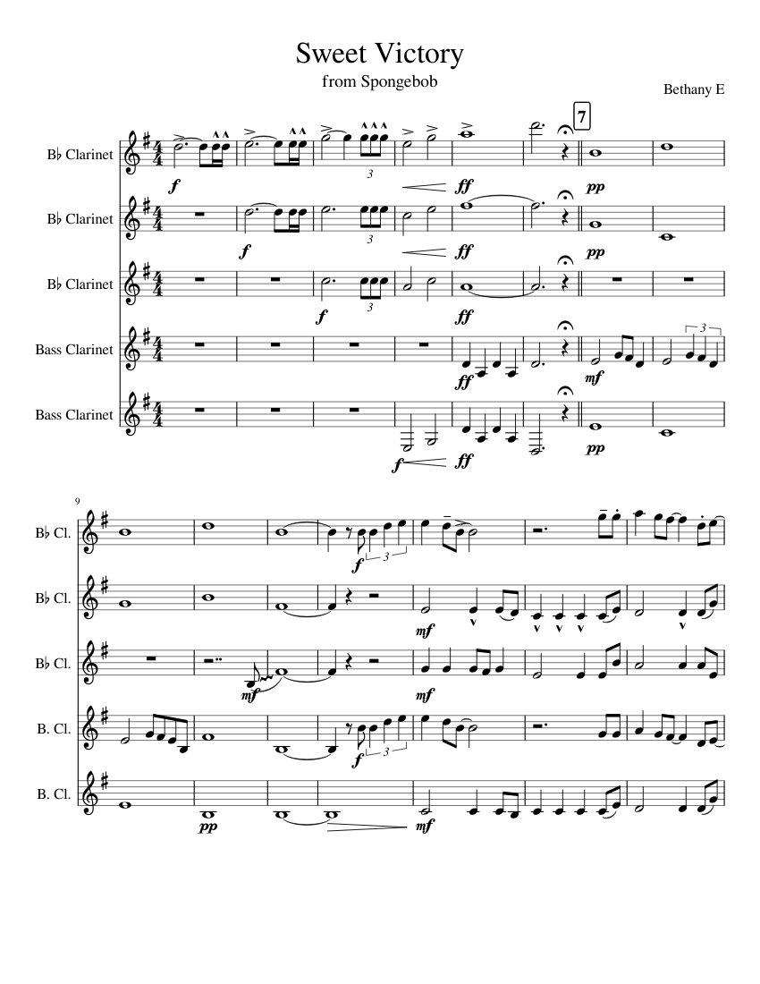 Sweet Victory Sheet music for Clarinet | Download free in PDF or MIDI ...