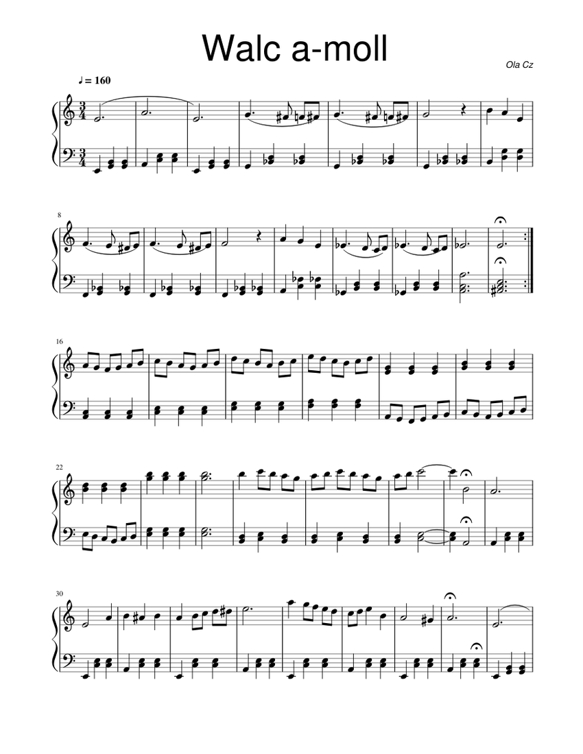 Walc a-moll Sheet music for Piano | Download free in PDF or MIDI ...