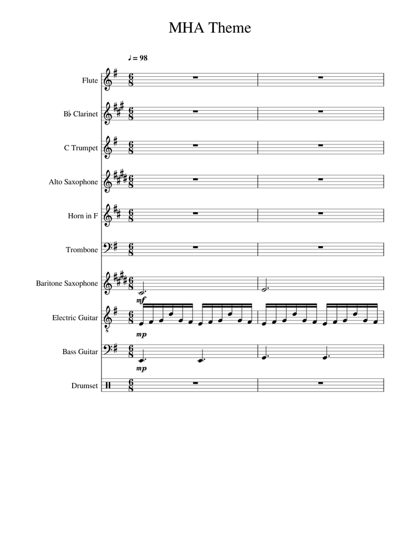 Boku No Hero Academia Main Theme Sheet music for Trombone, Flute, Drum ...