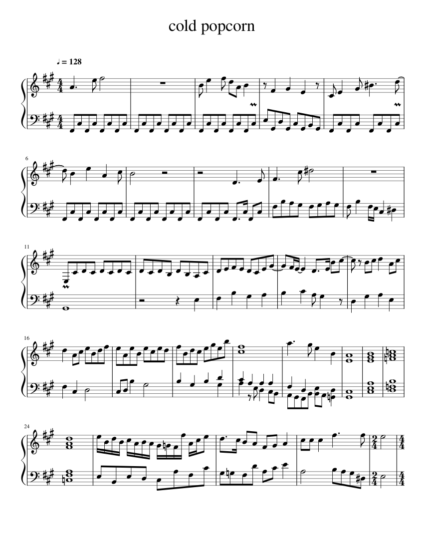 Cold Popcorn Sheet music for Piano (Solo) | Musescore.com