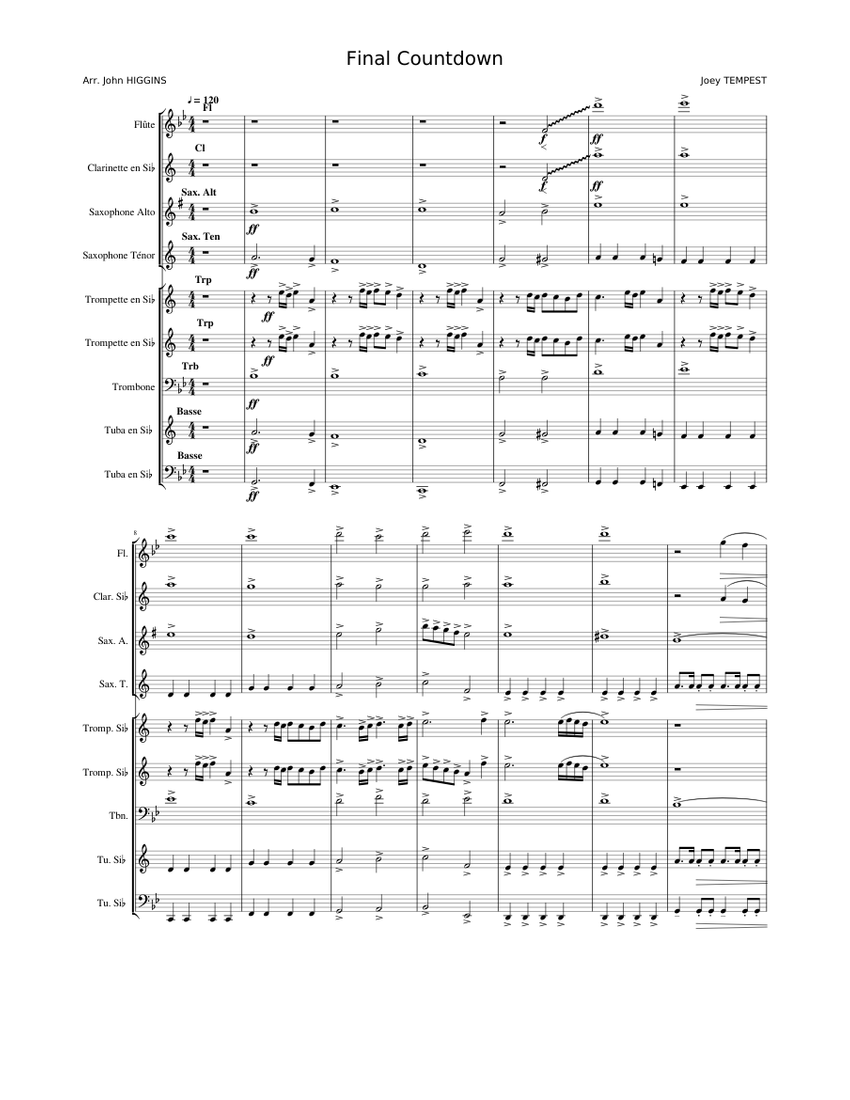 Final Countdown Complet Sheet music | Download free in PDF or MIDI ...