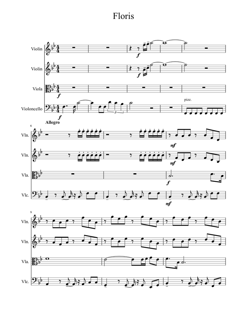 Floris opening theme (classic Dutch TV) for string quartet Sheet music ...