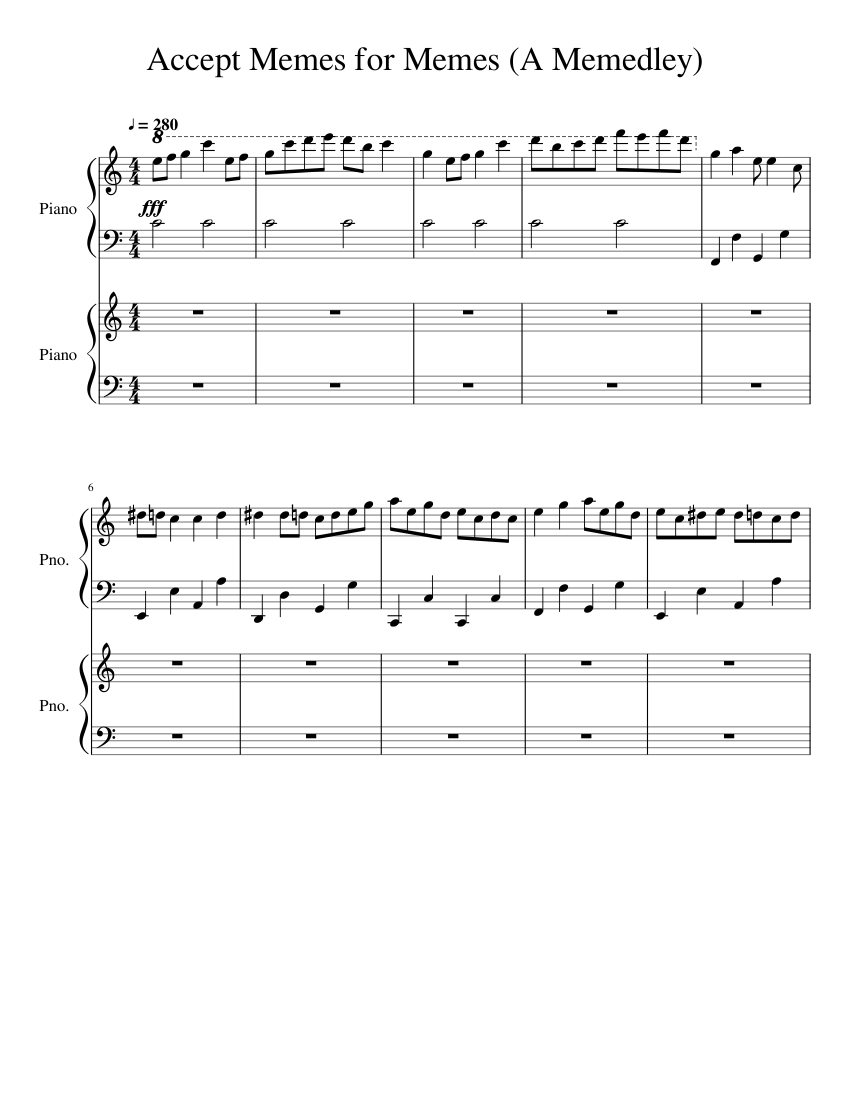 Accept Memes for Memes (A Memedley) sheet music for Piano download free ...