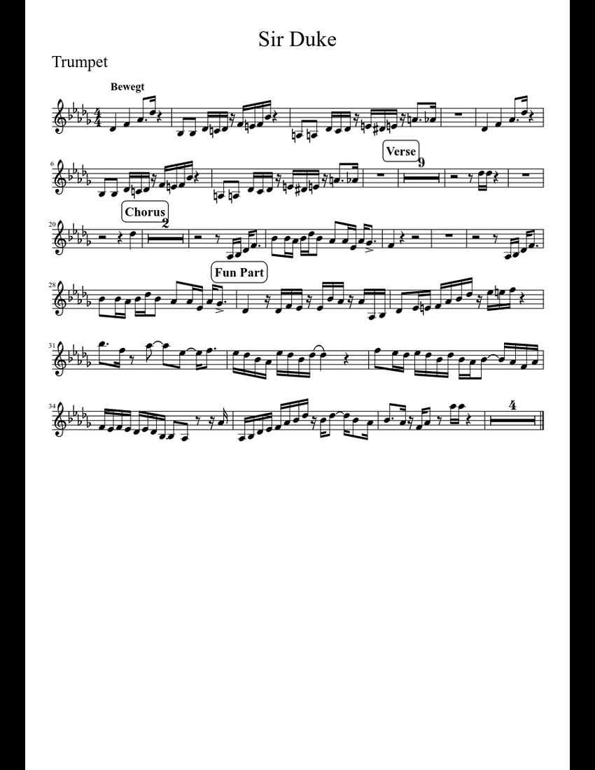 Sir Duke Trumpet sheet music for Trumpet download free in PDF or MIDI