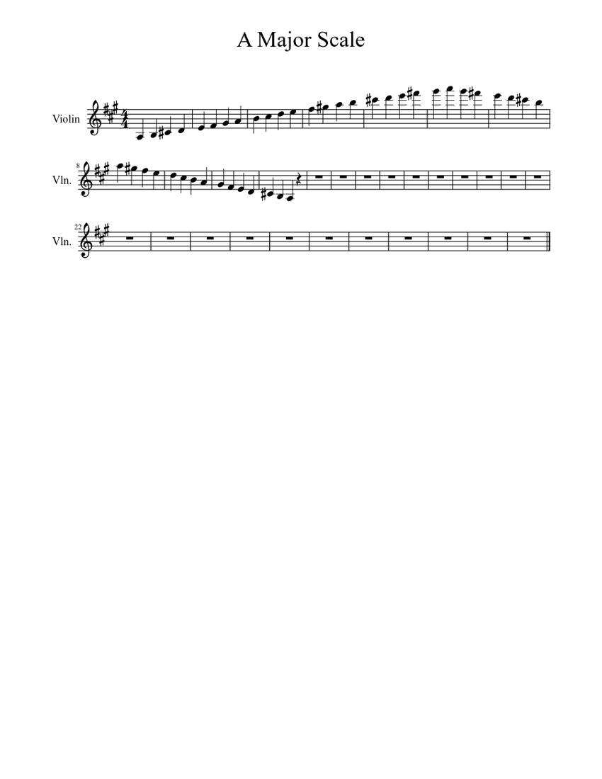 A Major Three Octave Scale Sheet music for Violin | Download free in ...