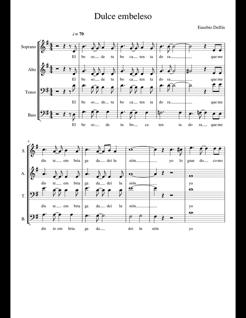 Dulce embeleso sheet music for Voice download free in PDF or MIDI