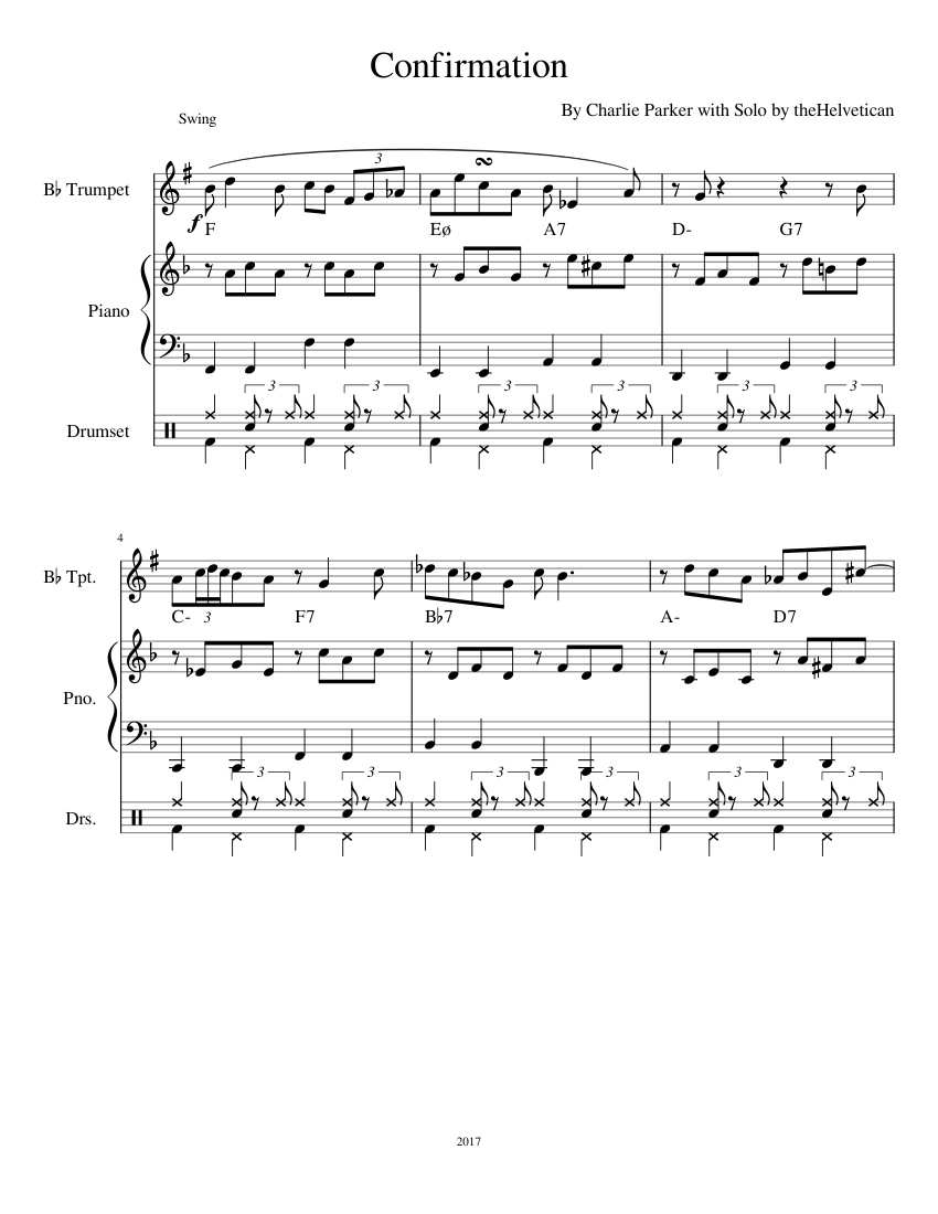 Confirmation Sheet music for Piano, Trumpet, Percussion | Download free ...