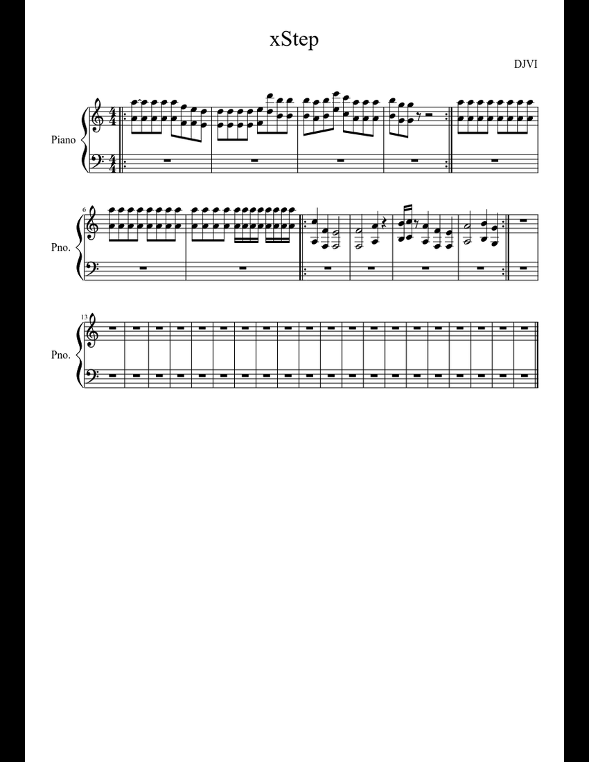xStep (Partial) sheet music for Piano download free in PDF or MIDI