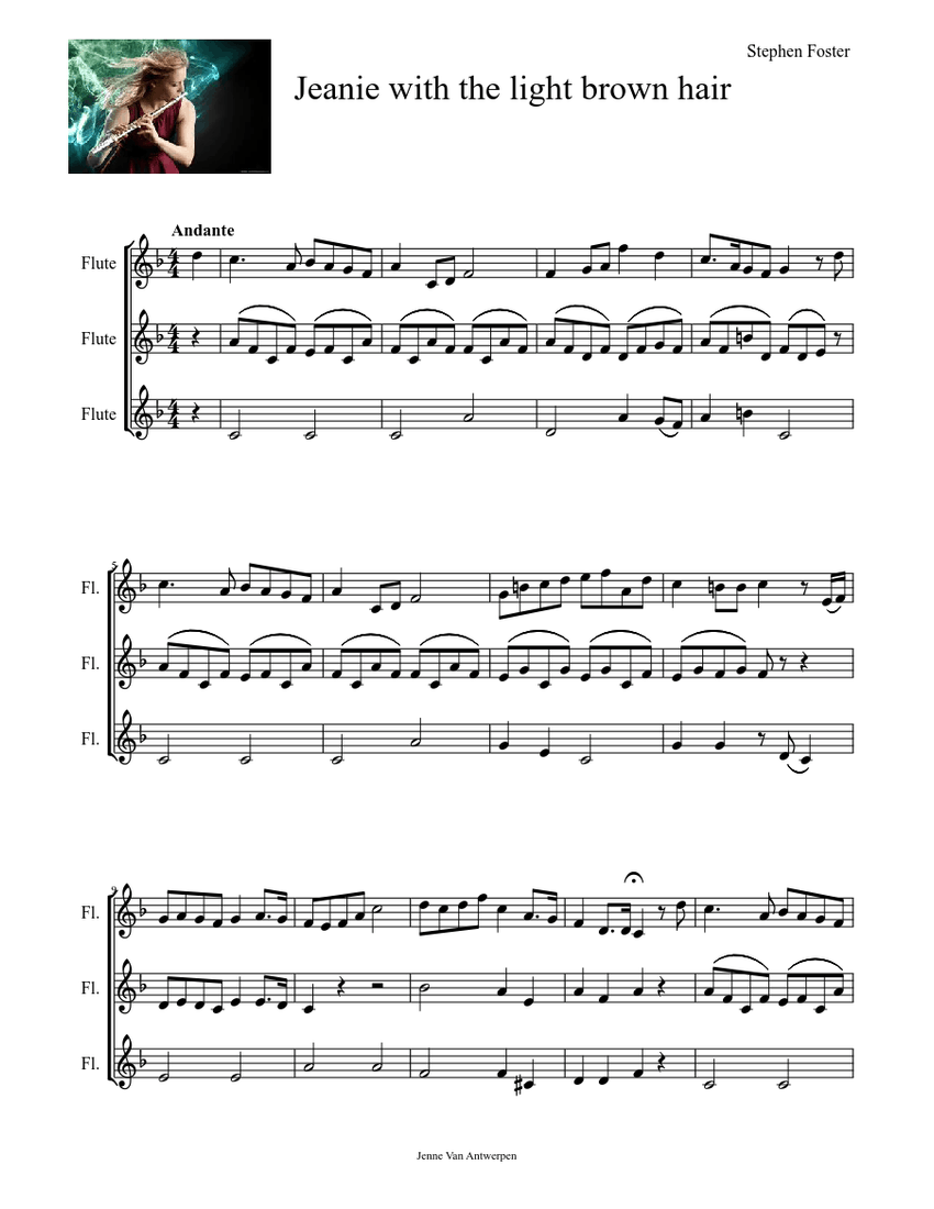 Jeanie with the light brown hair Sheet music | Download free in PDF or ...
