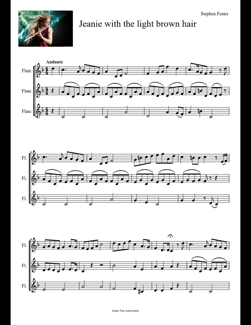 Jeanie with the light brown hair sheet music download free in PDF or MIDI