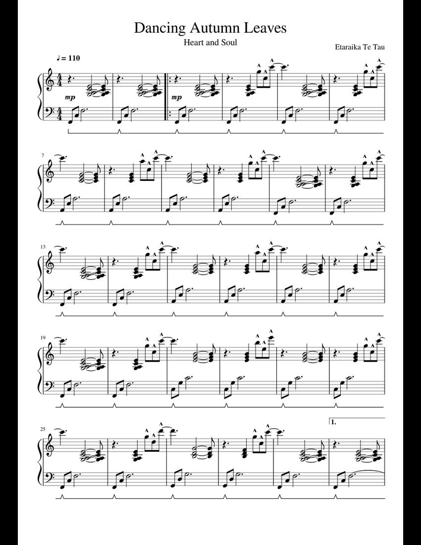 Dancing Autumn Leaves sheet music for Piano download free in PDF or MIDI