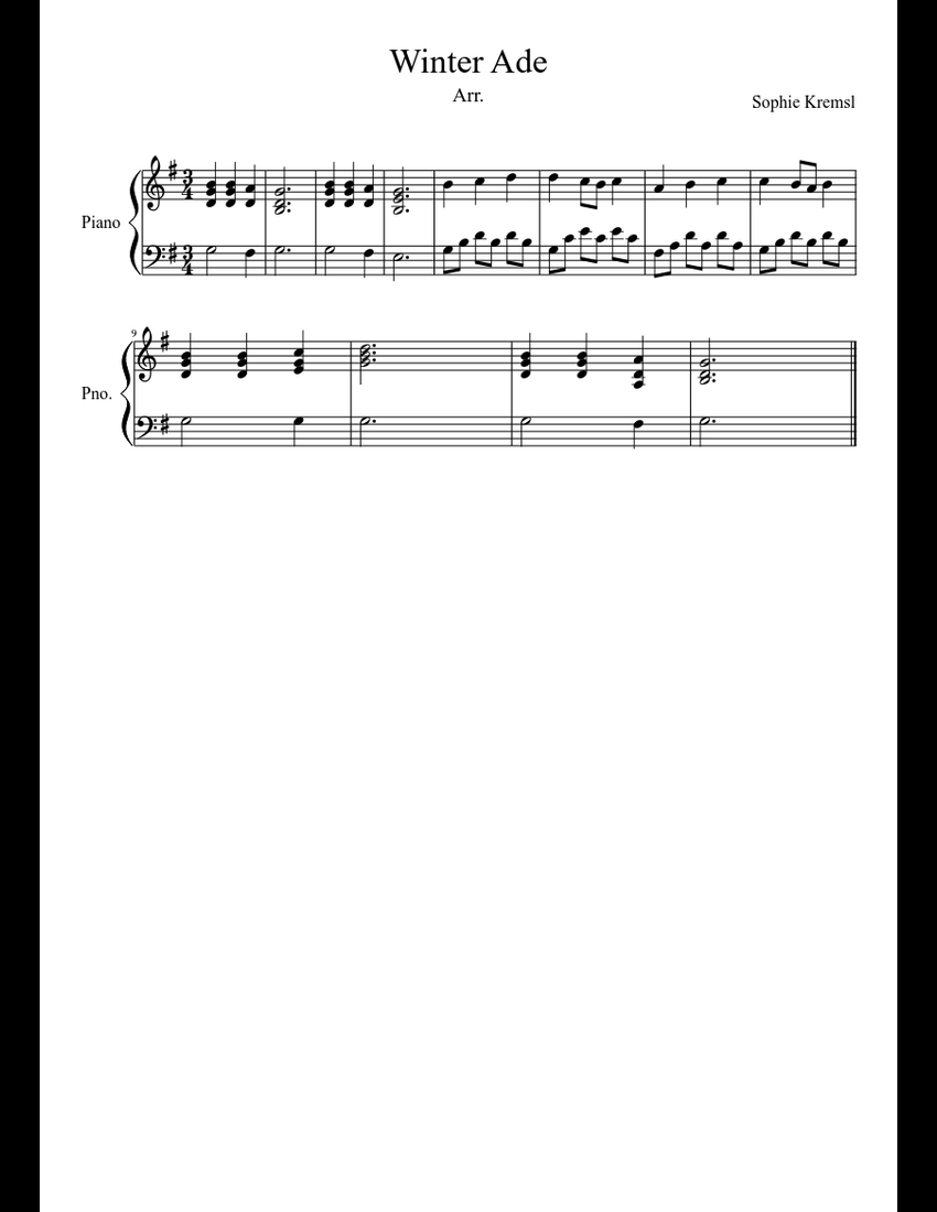Winter Ade sheet music for Piano download free in PDF or MIDI