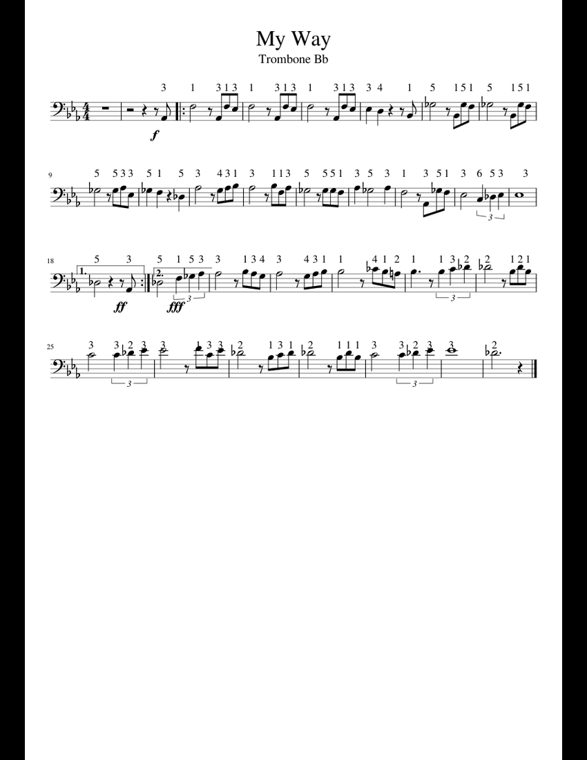 My way - Trombone sheet music for Piano download free in PDF or MIDI