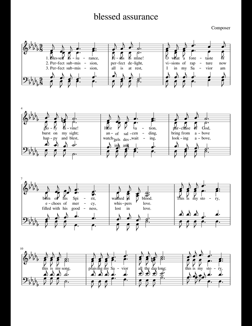 blessed assurance sheet music for Trumpet download free in PDF or MIDI