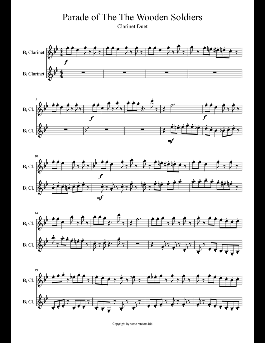 Parade Of The Wooden Soldiers: Clarinet Duet sheet music for Clarinet ...
