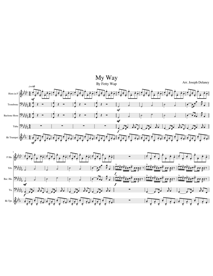 My Way Sheet music for French Horn, Trombone, Tuba, Trumpet | Download ...