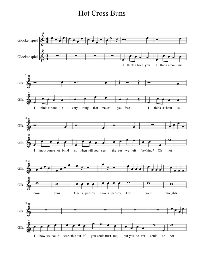 Hot Cross Buns Sheet music for Percussion | Download free in PDF or ...