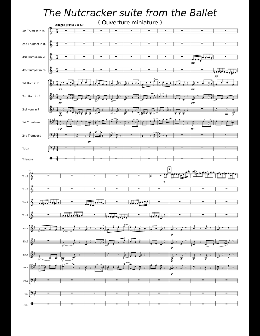 The Nutcracker suite from the Ballet sheet music for Trumpet, French ...