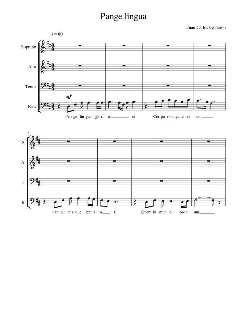 Pange lingua Sheet music for Voice | Download free in PDF or MIDI ...
