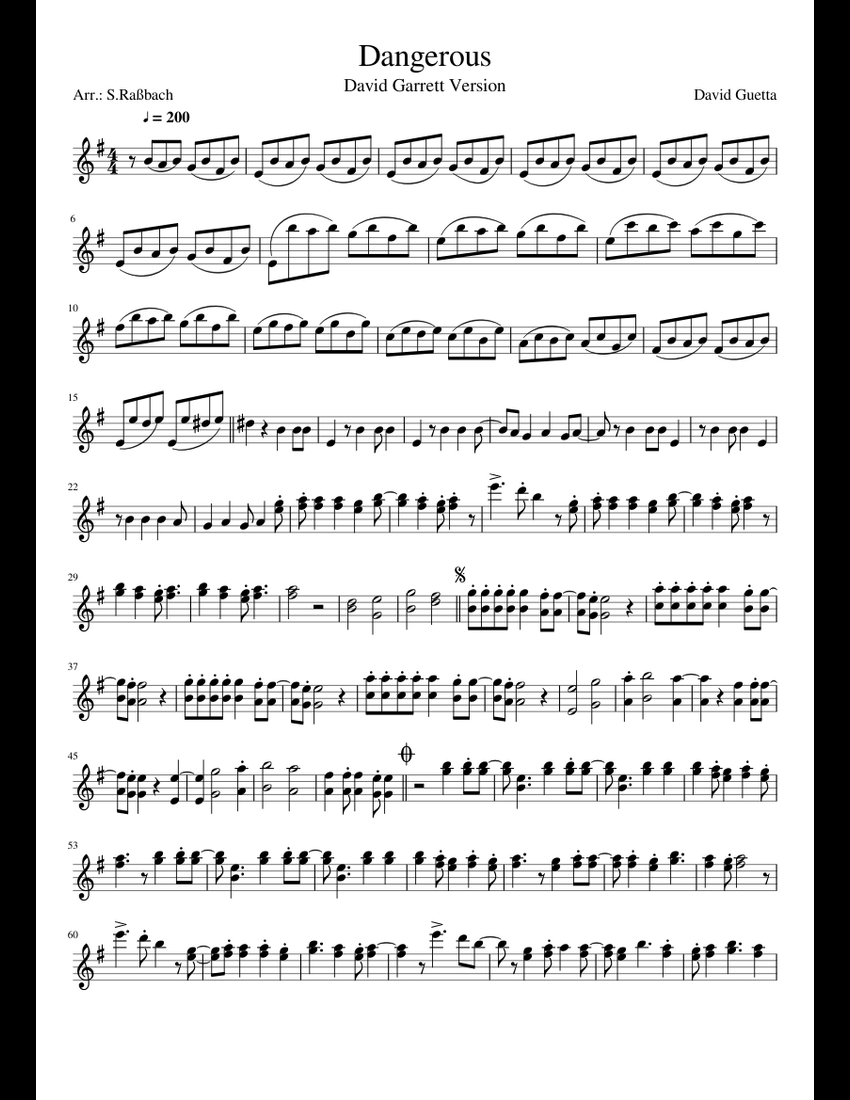 Dangerous sheet music download free in PDF or MIDI