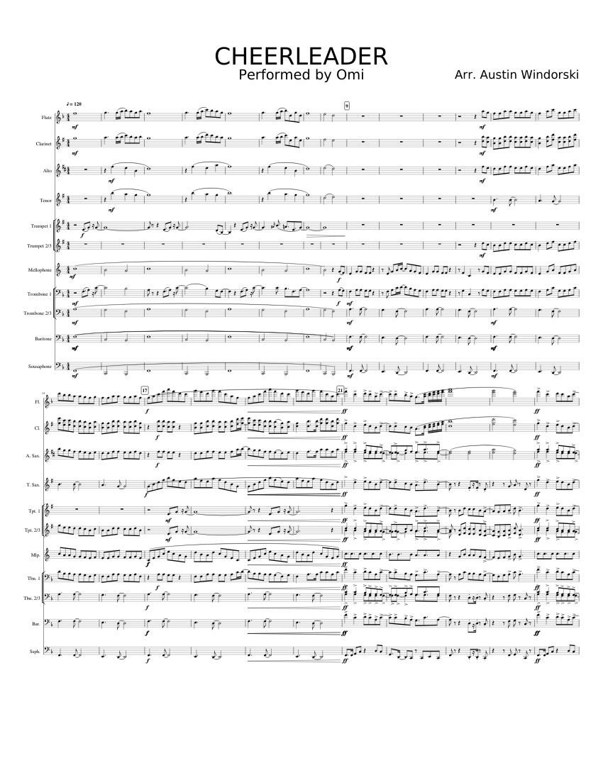 Cheerleader Sheet music for Flute, Clarinet, Alto Saxophone, Tenor ...