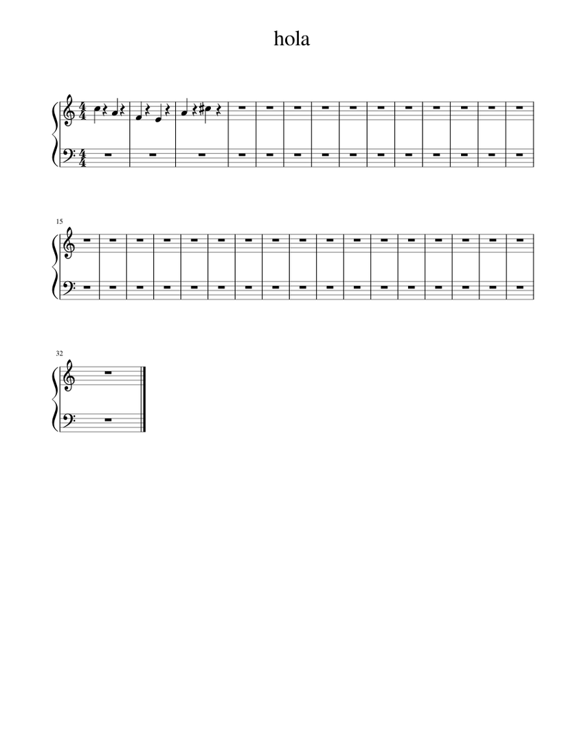 hola Sheet music for Piano (Solo) | Musescore.com
