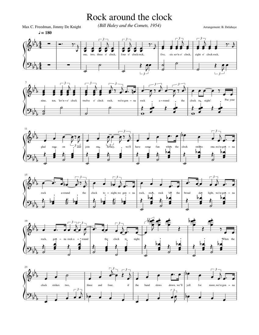 Rock around the clock Sheet music for Piano, Bass, Percussion, Guitar ...