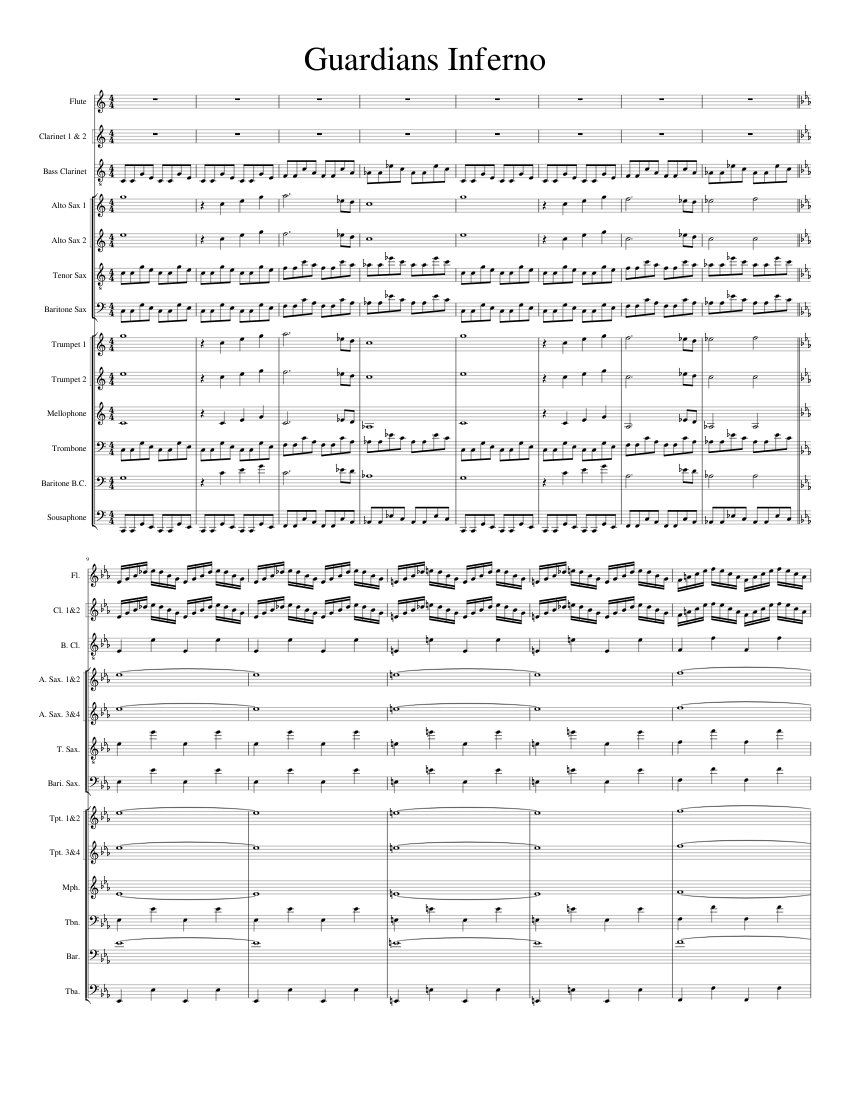 Guardians Inferno (simplified) sheet music for Flute, Clarinet, Alto ...