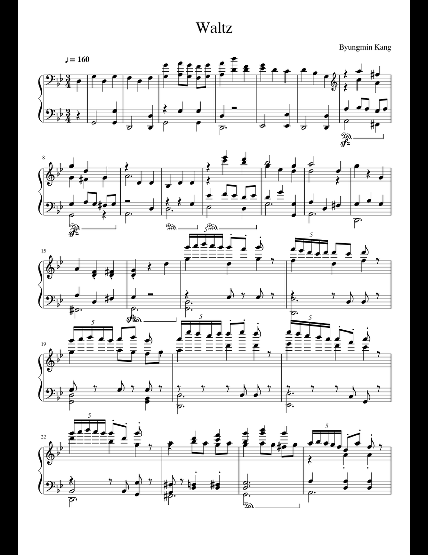Nostalgia (waltz theme in Sym.1, 4th mvt.) sheet music for Piano ...