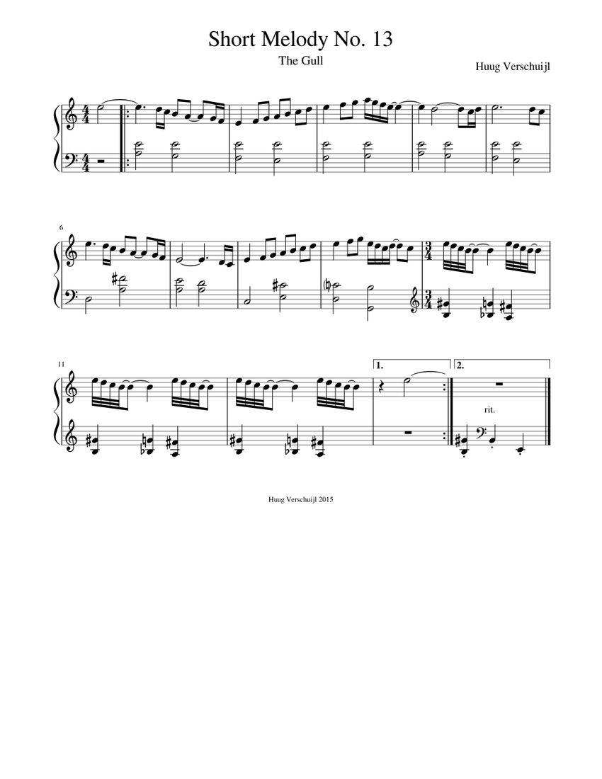 Short Melody No. 13 Sheet music for Piano | Download free in PDF or ...