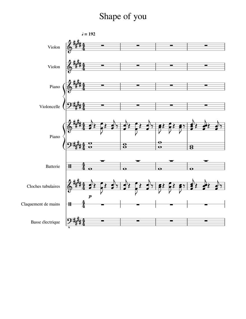 Shape of you - Ed Sheeran Sheet music for Violin, Piano, Cello ...