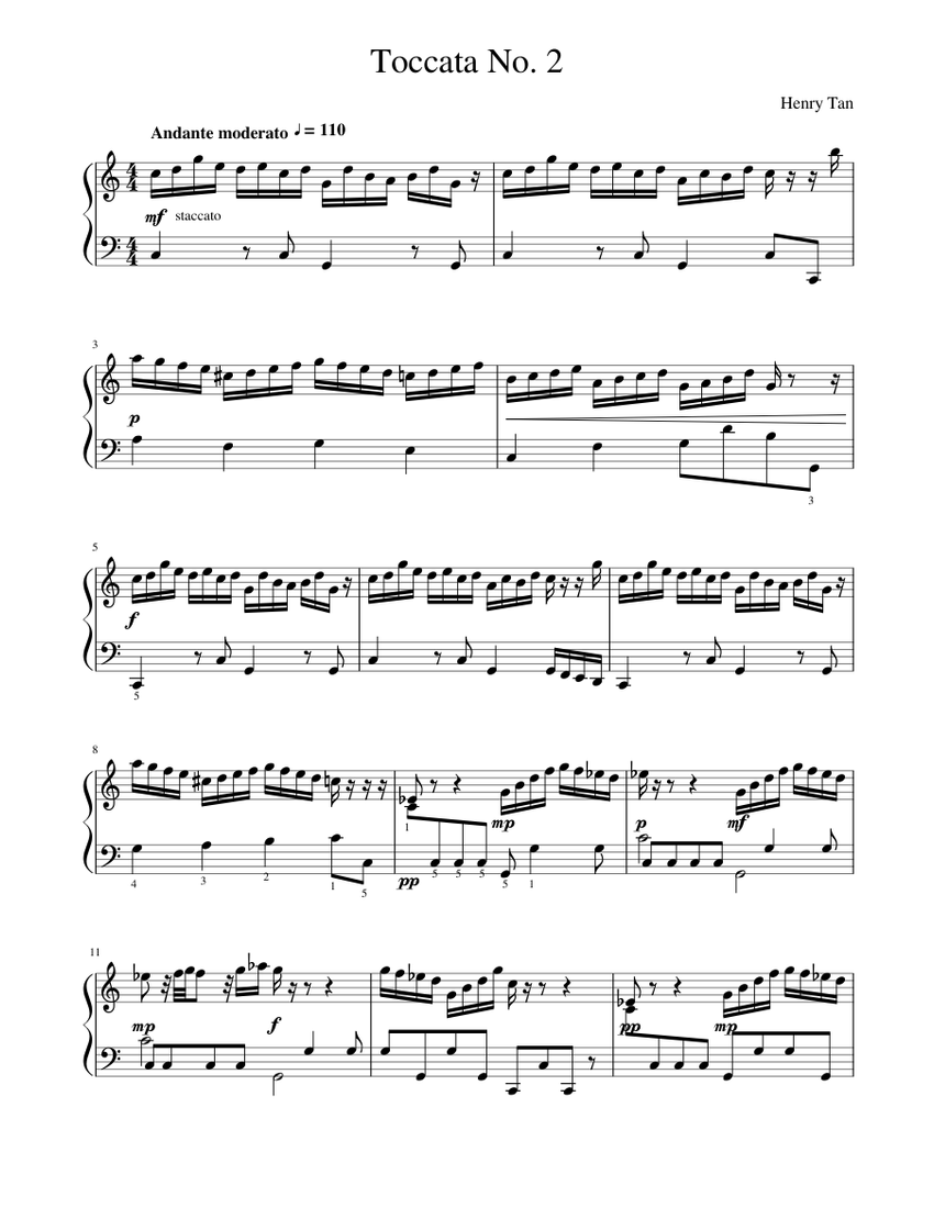 Toccata No. 2 Sheet music for Piano | Download free in PDF or MIDI ...