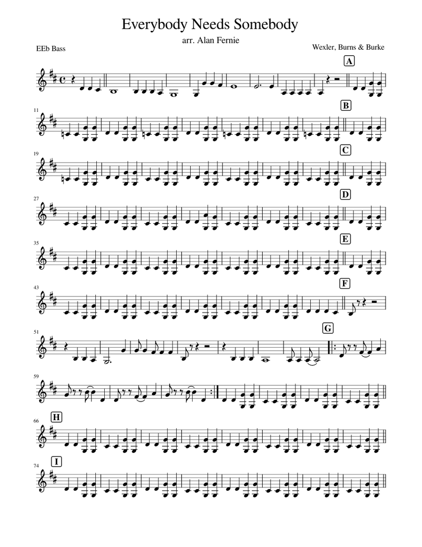 Everybody Needs Somebody Sheet music for Piano | Download free in PDF ...