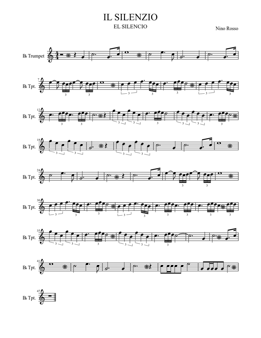 IL SILENZIO Sheet music for Trumpet (Solo) | Musescore.com