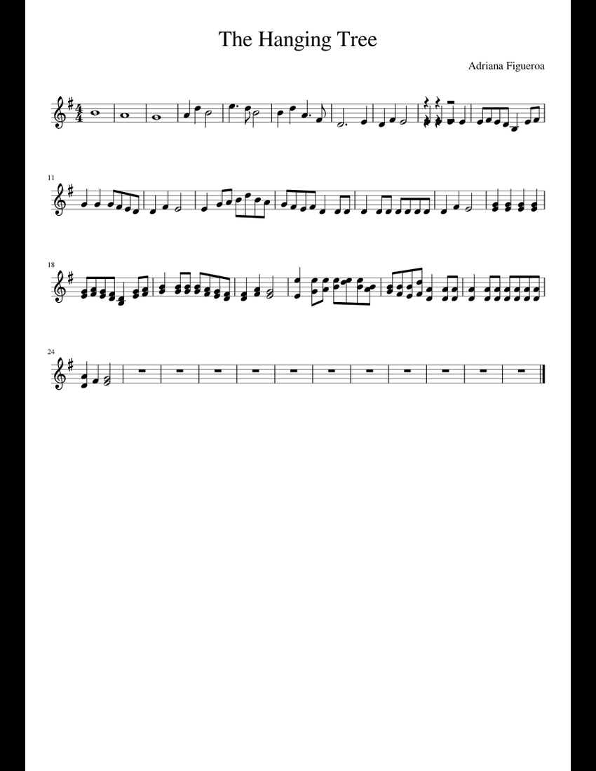 The Hanging Tree sheet music for Piano download free in PDF or MIDI